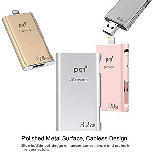 Flash Drive for iPhone iPad, iConnect[USB 3.0] [Apple MFi Certified] Apple FlashDrive Mobile Storage with Lightning Connector for iPhone, iPad, iPod Mac and Computer (64GB) (Space Gray)