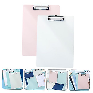 NUOBESTY 4 Pcs Writing pad Paper Folder exam Paper Clips folders Plastic Office File folders Small Plastic clipboards Artist Drawing Board Plastic Writing Board Document Organizer Simple a4