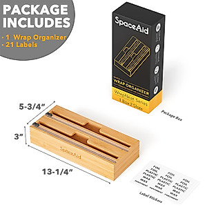 SpaceAid WrapNeat 2 in 1 Wrap Dispenser with Cutter and Labels, Bag Storage Organizer for Kitchen Drawer, (4 Pack)