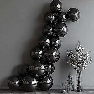 Bezente Black Balloons Latex Party Balloons - 100 Pack 12 inch Round Helium Balloons for Black Themed Wedding Graduation Anniversary Birthday Party Backdrop Decorations