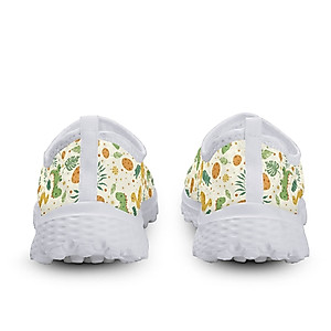 MARSVOVO Yellow Slip On Walking Shoes for Women Fashion Mesh Comfortable Sneakers Lightweight Breathable Air Knitted Non Slip Tennis Running Athletic Gym Sports Yoga Travel Shoes,Dinosaur,Size 9.5 US