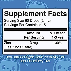 Cocomelon Toddler Liquid Ionic Zinc by MaryRuth's | Sugar Free | USDA Organic | Kids Zinc Sulfate for Ages 1-3 | Immune Support Supplement for Children | Vegan | Non-GMO | Gluten Free | 1 Fl Oz