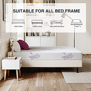 Dyonery Twin Mattress CertiPUR-US Certified, 8 Inch Lavender Infused Memory Foam Mattress, Pressure Relief, Bed in a Box