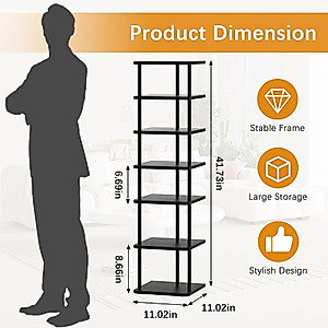 Garden 4 you Shoe Rack Organizer 7 Tier Vertical Storage Stand, Modern Corner Free Standing Shoe Tower, Narrow Metal Slim Shelf for Closet, Entryway,Front Door, Small Spaces, Black