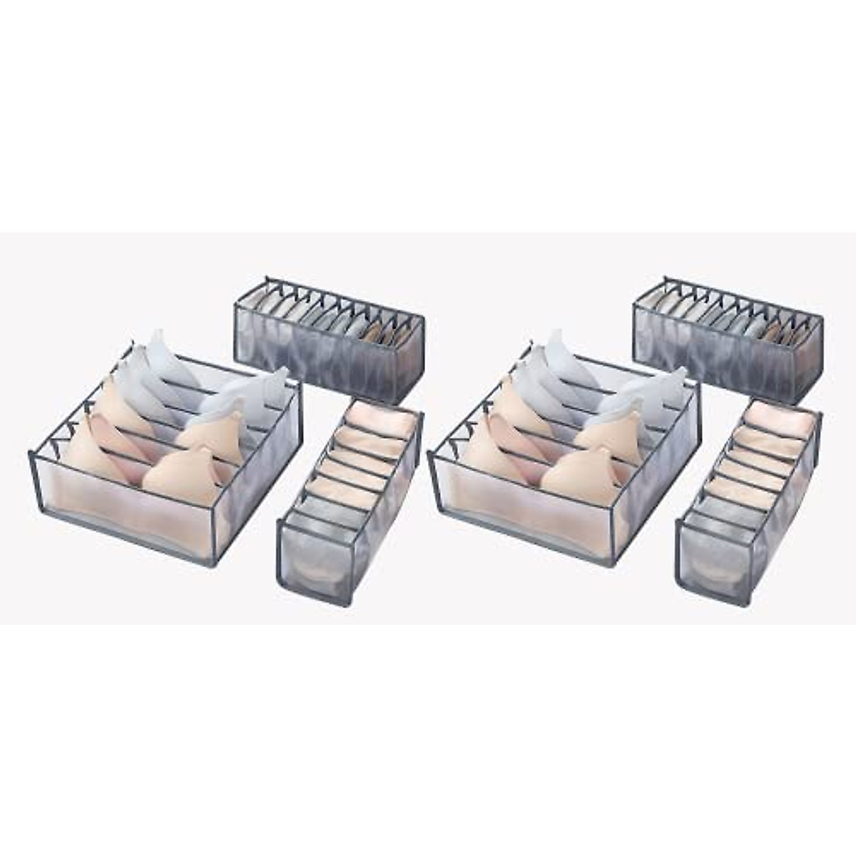 3PCS Wardrobe Clothes Organizer for Underwear and Clothing; 6,7 and 11 grids for clothes storage organization, dresser, drawer and closet organizers for: Underwear, Bra, Sweater, T-Shirt, Sock, & More