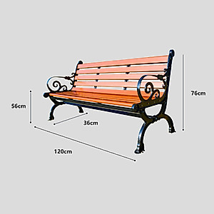 Outdoor Bench, PVC Seat + Cast Aluminum Legs, Garden Bench, Park Bench with Comfortable Backrest