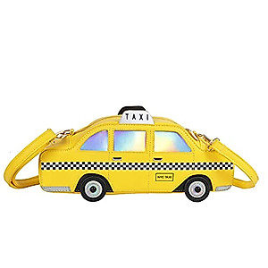 Sunwel Fashion 3D NYC Taxi Fun Crossbody Car Shaped Quicky Bag Shoulder Handbag Small Odd Purse for Women Girls (Yellow)