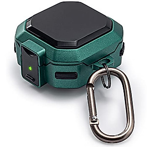 Camofit Armor Case Compatible with Samsung Galaxy Buds 2 / Galaxy Buds Pro/Galaxy Buds Live with Security Lock, Shockproof Protective Skin Cover Compatible with Samsung Earbuds with Keychain (Green)