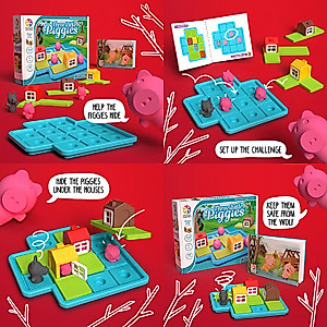 SmartGames Three Little Piggies - Deluxe Cognitive Skill-Building Puzzle Game featuring 48 Playful Challenges for Ages 3+