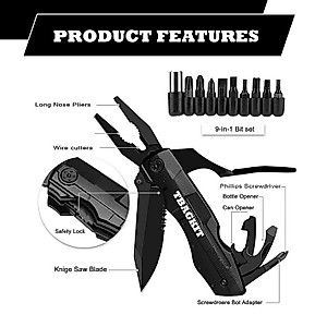 Multitool Pocket Knife, 16 in 1 Tactical Knife With Blade Saw Pliers Screwdriver Bottle Opener for Camping, Emergency, Daily Use, Perfect Birthday Christmas Gifts for Men Dad Husband