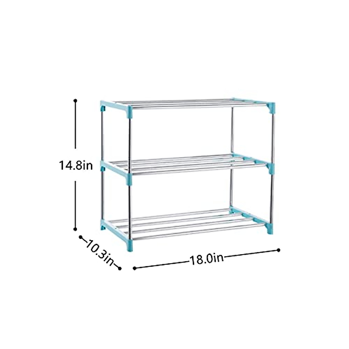 Xerhnan 3-Tier Stackable Small Shoe Rack, Lightweight Shoe Shelf Storage Organizer for Entryway, Hallway and Closet(Blue)