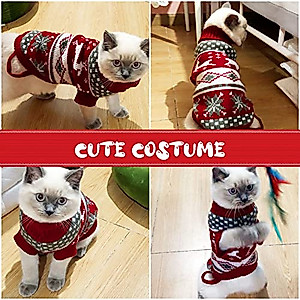 2 Pieces Dog Cat Festival Sweater Pet Puppy Sweater Cartoon Sweater Pet Winter Knitwear Clothes Kitten Sweater for Cats and Small Dogs for Valentine's Day Christmas (Santa Pattern, Small)
