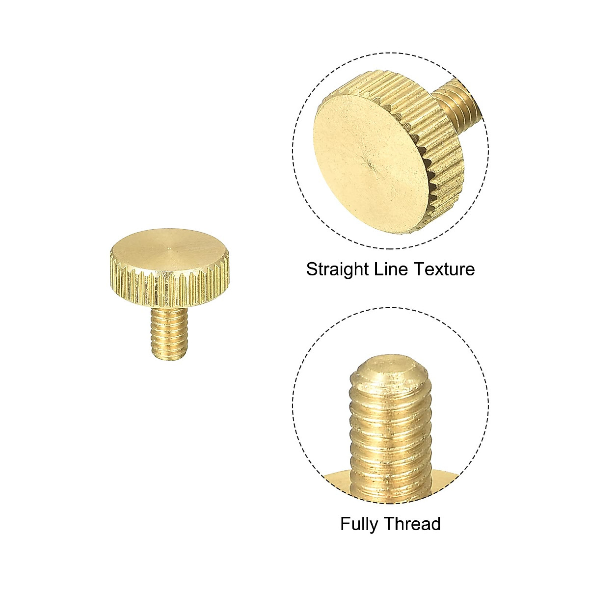 uxcell Knurled Thumb Screws, M4x8mm Flat Brass Bolts Grip Knobs Fasteners for PC, Electronic, Mechanical 10Pcs
