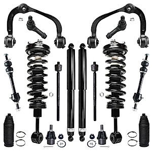 Detroit Axle - Front End 16pc Suspension Kit for 2005-2008 Ford F-150 Lincoln Mark LT, Upper Control Arms Lower Ball Joints Struts Tie Rods Sway Bars Rear Shock Absorbers Boots 2006 2007 Replacement