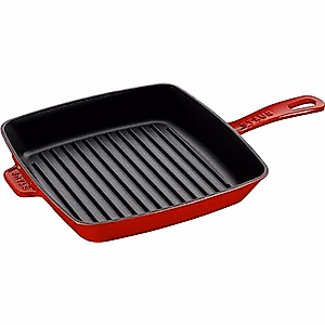 Staub American Grill Pan Cast Iron Suitable for Induction Cookers 26 cm Cherry Red