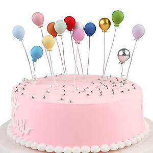 Ercadio 12 Pack Balloon Cake Toppers Resin Round Shape 3D Balloons Cupcake Picks Baby Shower Girls Boys Birthday Wedding Party Cake Decoration Supplies Mixed Colors