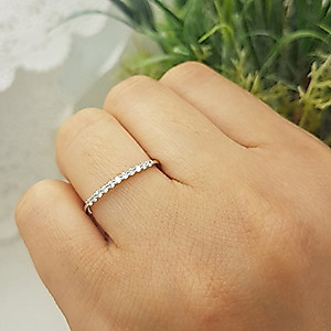 Dazzlingrock Collection 0.17 Carat (ctw) 10K White Diamond Ladies Anniversary Wedding Ring Stackable Band, White Gold, Size 7.5