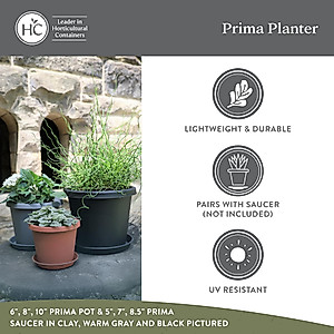 The HC Companies 10 Inch Round Prima Planter - Plastic Plant Pot with Rolled Rim for Indoor Outdoor Plants Flowers Herbs, Twilight Blue