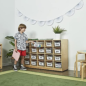 ECR4Kids Scoop Front Storage Bin, Multipurpose Organization, Clear, 20-Piece