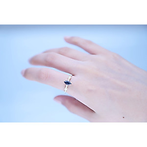 Gin & Grace 10K Yellow Gold Genuine Blue Sapphire and Natural Diamond (I1) Ring for Women.