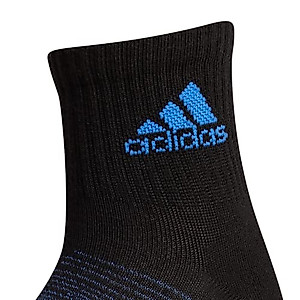 adidas Kids-Boys/Girls Superlite Quarter Socks (6-Pair), Black/True Blue/Signal Green, Large