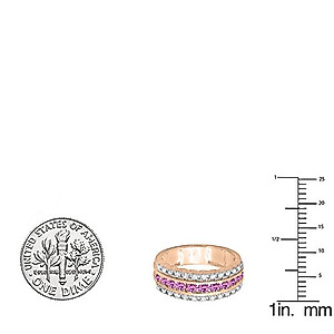 Dazzlingrock Collection Round Pink Sapphire & Diamond Engagement Ring for Women in 10K Rose Gold, Size 7.5