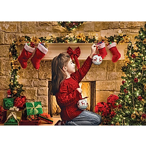 WOLADA 7x5FT Christmas Fireplace Photo Backdrop - Holiday Wall Decor and Background for Photography