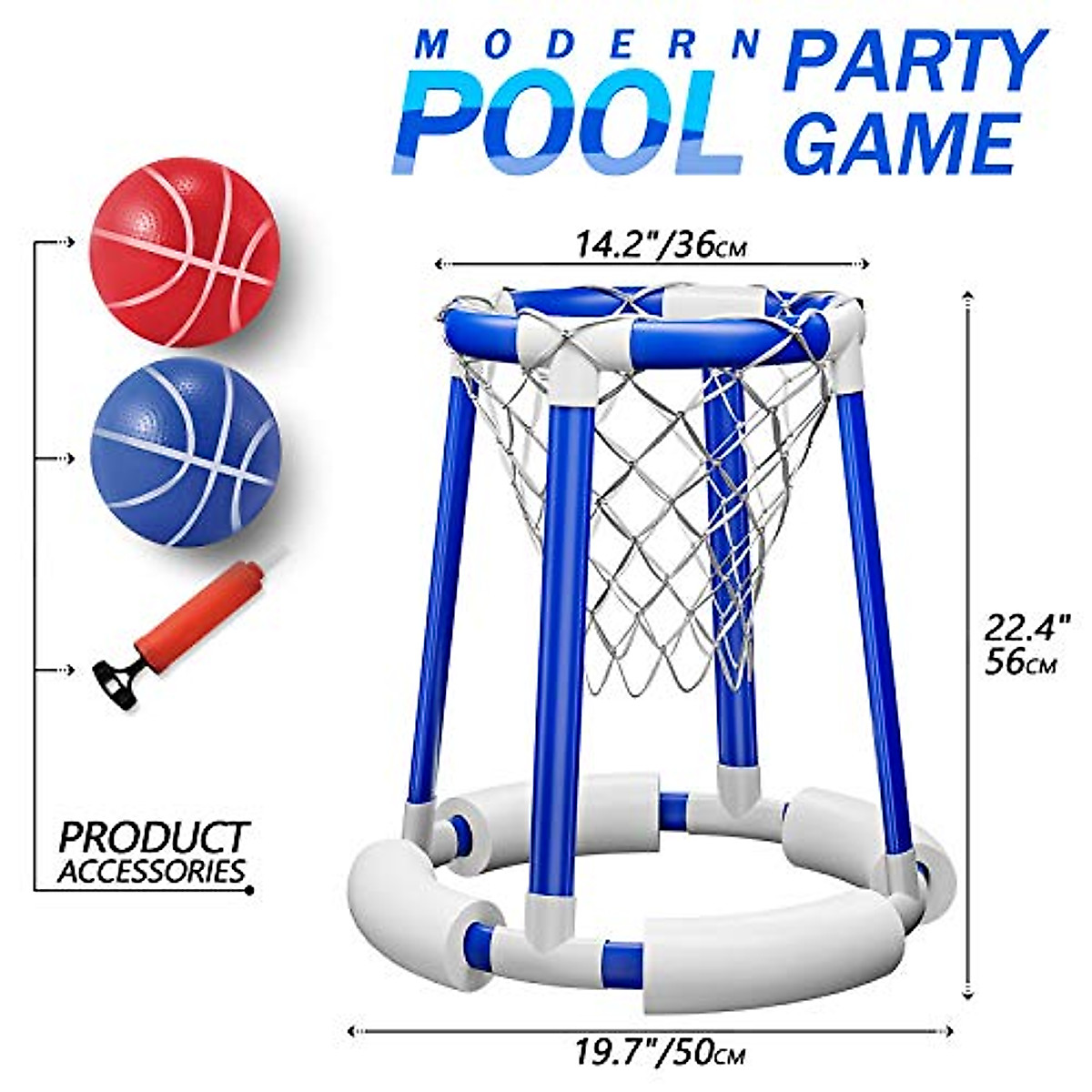 HAHAKEE Pool Basketball Hoop,Swimming Pool for Kids & Adults,Great Choice in Summer Water Play,Include 2 Balls and 1 Pump