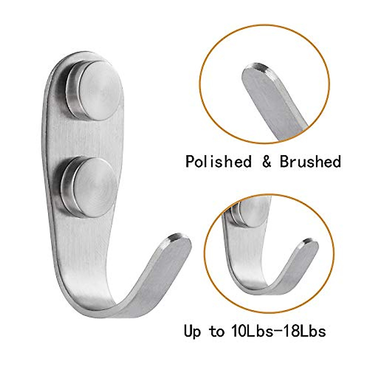 Hooks for Wall Mounted Hanging Heavy Duty Wall Hooks,Stainless Steel Hooks for Coats,Towels Fit for Bathroom Kitchen4sets