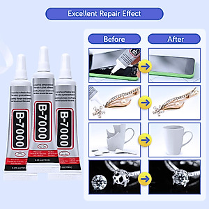 3PCS B7000 Jewelry Glue for Jewelry Making, FITTDYHE 15ML/0.5fl oz Clear Glue DIY Craft Glue Rhinestones Glue, Waterproof Stong Bond Adhesive Glue for Phone Repair Nail Art Shoes Fabric Metal Glass
