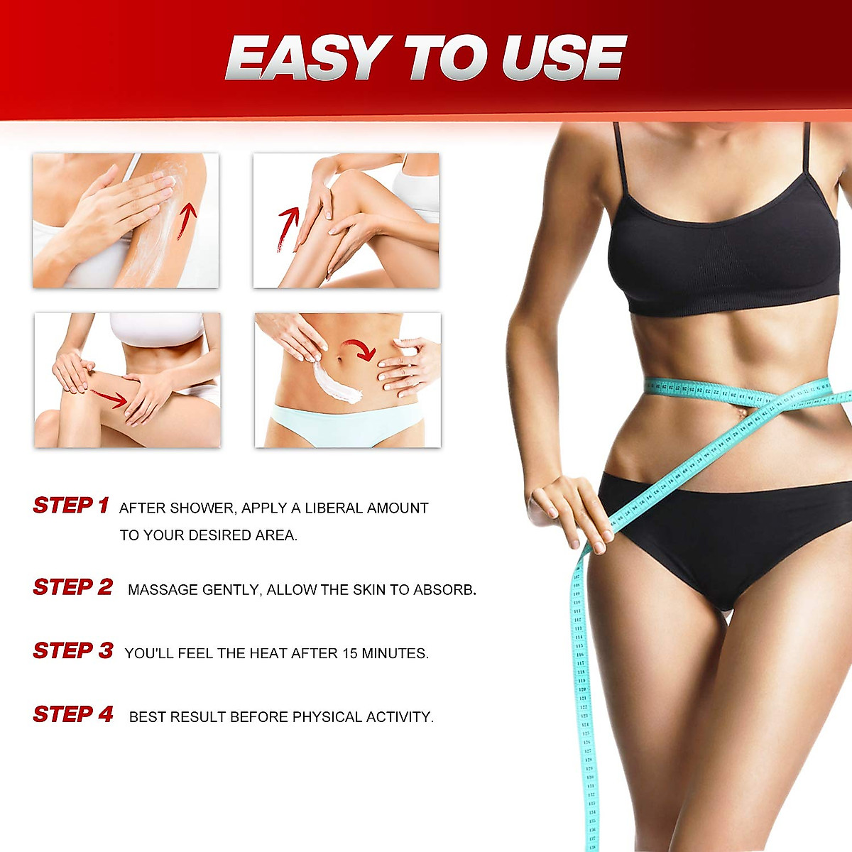 Umran Hot Slimming Cream - Fat Burning & Skin Firming for Waist, Belly, Hips, Thighs, Arms - 4oz, 120g