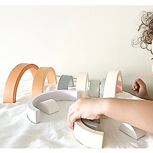 Wooden Rainbow Stacking Toy - Montessori Toys (Pink)