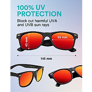 zeroUV - Classic Colored Mirror Lens Square Horn Rimmed Sunglasses for Men Women (3 Pack Polarized | Blue + Green + Red)