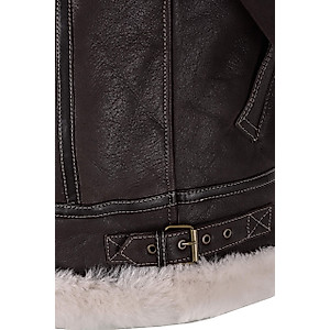 Men's Aviator RAF Classic B3 Sheepskin Bomber Flying Real Leather Jacket 116117 (XL, Brown/Beige)