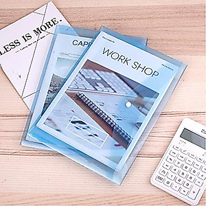 36pcs Plastic Envelopes, Clear Poly Envelopes with Snap Button Closure, Letter Size, Plastic File Folders for School Office Supplies, 8 Colors A4 Size