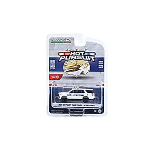 ModelToyCars 2021 Chevy Tahoe Police Pursuit Vehicle, White - Greenlight 43000F - 1/64 Scale Diecast Car