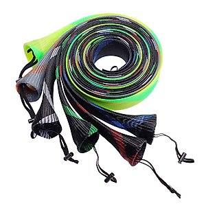 SF Fishing Spinning Rod Socks Braided Mesh Rod Sleeve Cover Protector Pole Gloves Six Colors 6PCS Fit Spinning Rod 6-1/2FT to 7-1/2FT