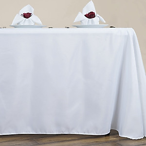 TABLECLOTHSFACTORY Round Corner Polyester Rectangle Tablecloths 90" x 156" - White