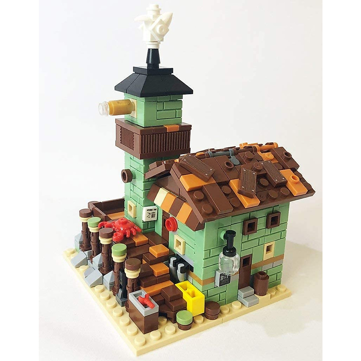 Brick Loot Fishing Village Store House Building Set, 427 Pieces, STEM Architecture Toys Kit Bait & Tackle Store, Birthday Gift for Boys, Girls & Adults Ages 6+, Compatible with Lego & Major Brands