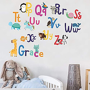Alphabet Wall Decals for Kids Rooms - ABC Toddler Boy and Girl Playroom Décor Animal Stickers - Wall Decals for Kids Rooms