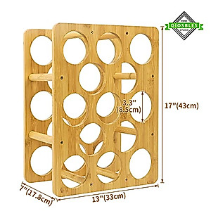 Diosbles Bamboo Countertop Wine Rack, Luxurious Wine Holder, Wine Bottles Organizer Stand, Water Bottle Organizer, Holds 13 Bottles