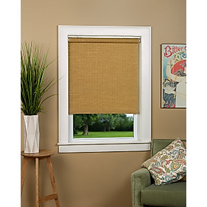 Green Mountain Vista Textured Wicker Color Woven Cordless Spring Roller Shade - Size 38" Wide x 72" Long, Cordless Blind & Shade for Home Windows and Doors, Light Filtering, Total Privacy Blind/Shade