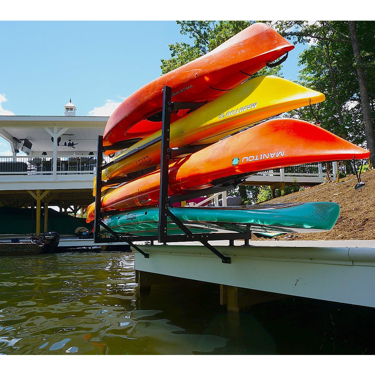 StoreYourBoard Kayak Dock Storage Rack, Outdoor Over The Water Mount, Holds 400 lbs, Heavy-Duty Metal Stand