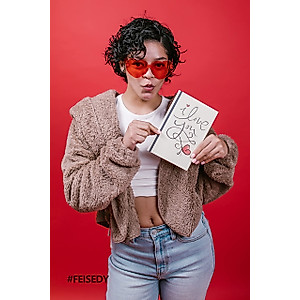 FEISEDY 2 Pack Rimless Heart Shaped Sunglasses Party Glasses Disco One Piece Transparent Trendy Love Glasses B2826-F2