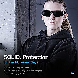 SolidWork Safety Glasses Clear Lens with Side Shields, Anti Fog, Anti Scratch, Anti-Glare, Protective Eyewear for Men & Women (Black Lenses)