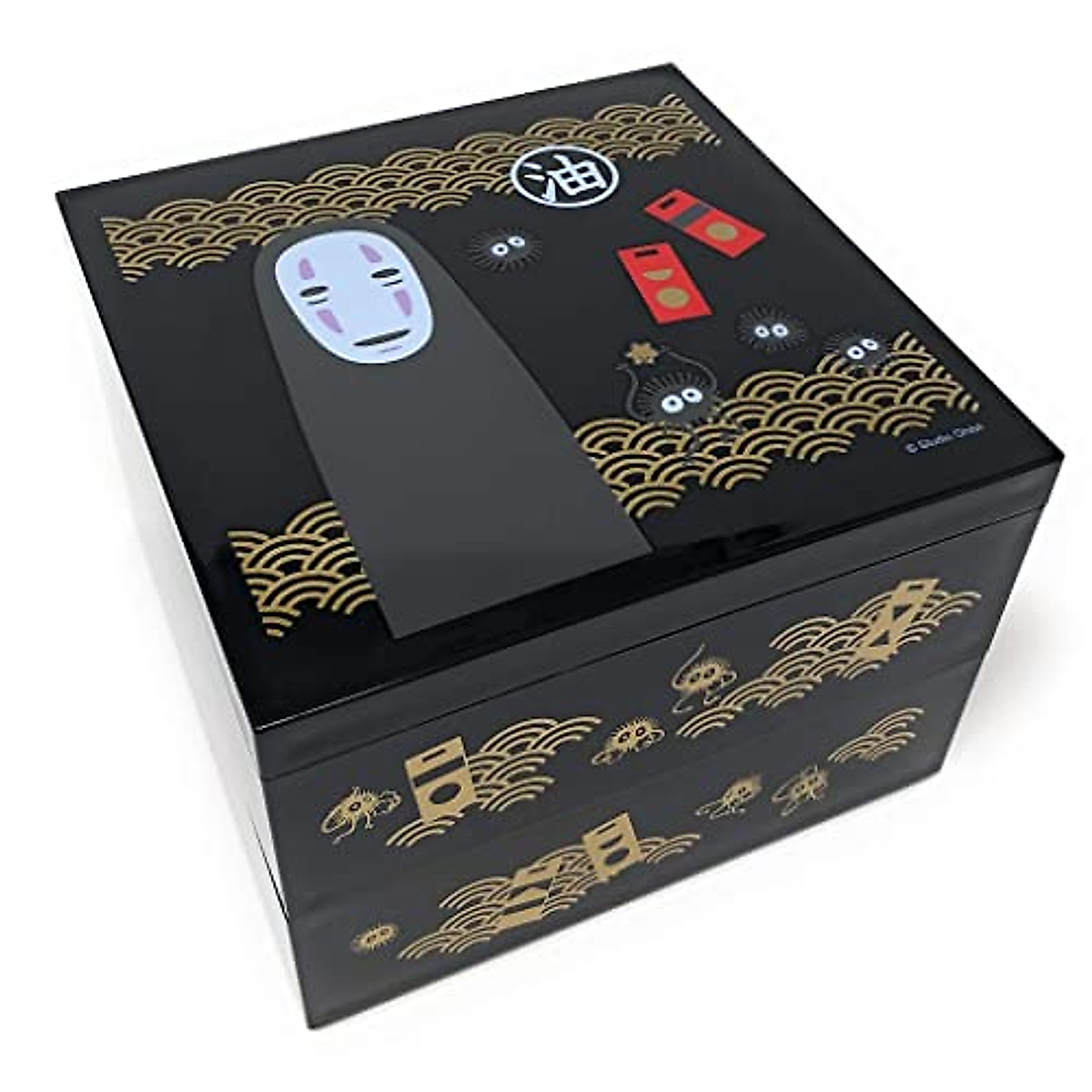 Studio Ghibli Jubako Japanese Traditional Bento Box - Spirited Away - Kaonashi (No Face) - Set of 27oz Japanese Lunch Box with Spoon/Chopsticks in a noise-free case (Konashi Jubako, Spoon)