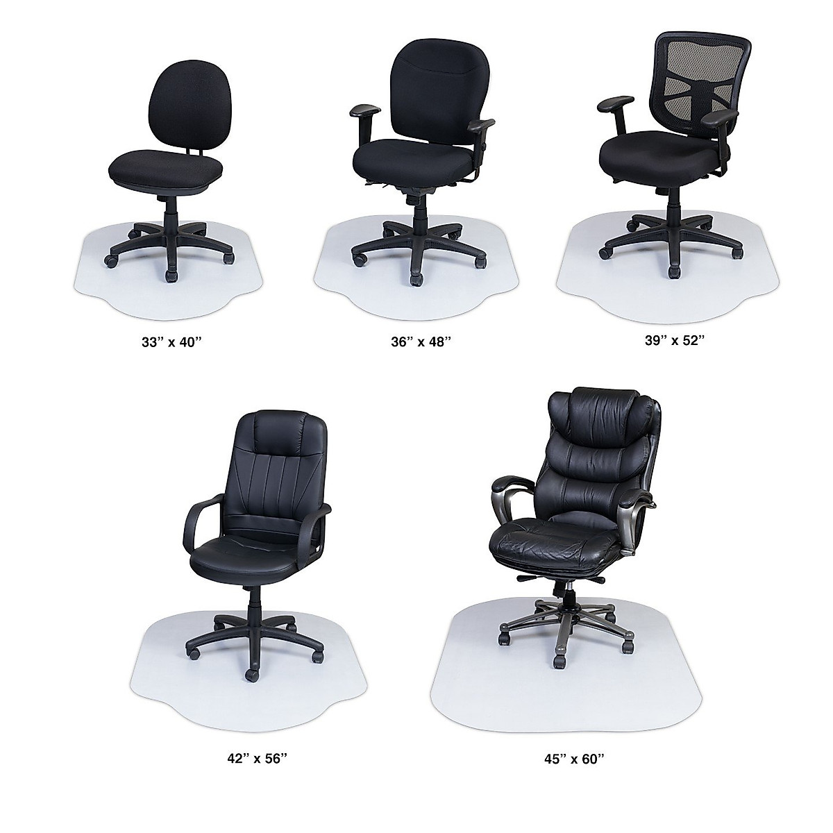 Evolve Modern Shape 42"x 56" Clear Office Chair Mat with Lip for Low and Medium Pile Carpet, Made in The USA by Dimex, C5D5001J