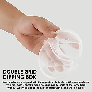 OWTWCNL 50Pcs Double Condiment Containers, Double Compartment Condiment Container with Lid, Leakproof Clear Plastic 150ml Portion Cups Chutney Chili Sauce Dips Snack Boxes