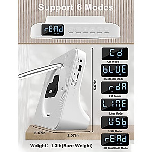 4000mAh Rechargeable Portable CD Player:Kpop Music Player with Bluetooth HiFi Speaker,Remote Control,LCD Display,Sleep Timer,Headphone Jack, Supports CD/Bluetooth/FM Radio/U-Disk/AUX