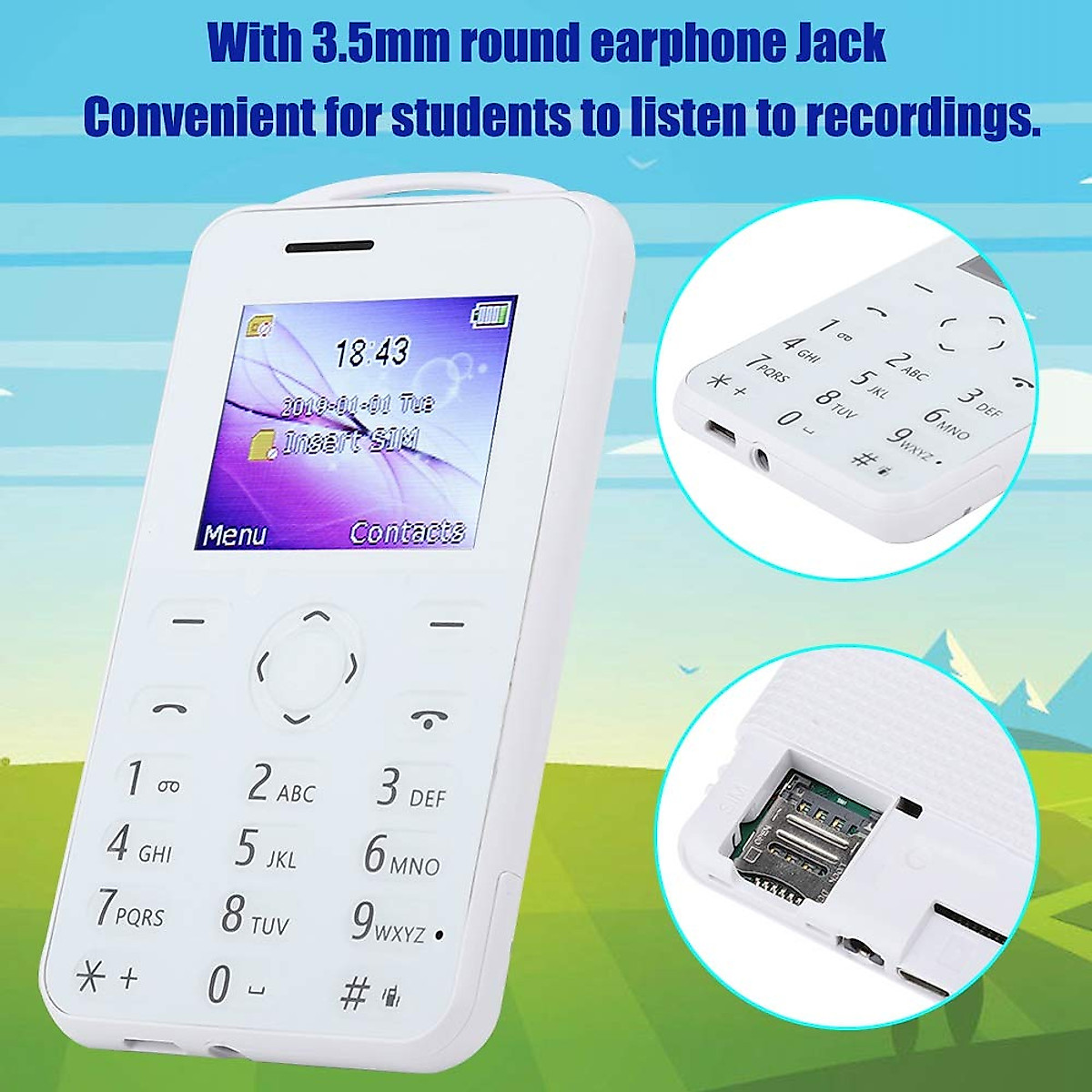 Unlocked Cell Phones, 1.77inch Multi-Languages Mini Card Mobile Phone Support Memory Card with Alarm Clock, Calculator, MP3 for Students.